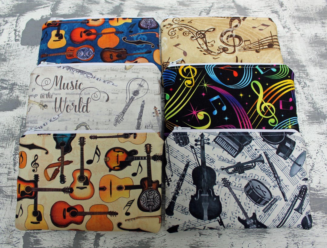 Music Themed Makeup Bag, Country Guitars Orchestra Instruments Small ...
