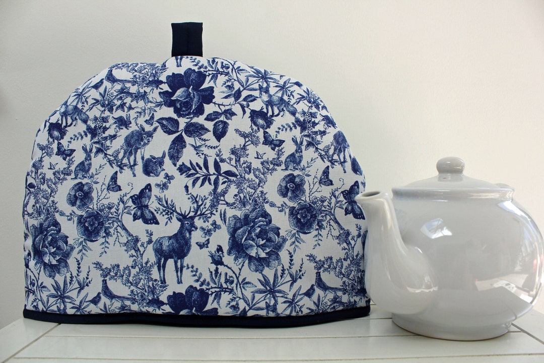 Blue Woodland Tea Cosy: Insulated Cotton Tea Cozy With Deer - Etsy