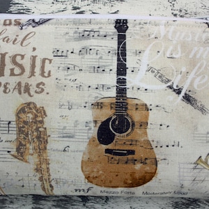 Music Themed Makeup Bag, Country Guitars Orchestra Instruments Small ...