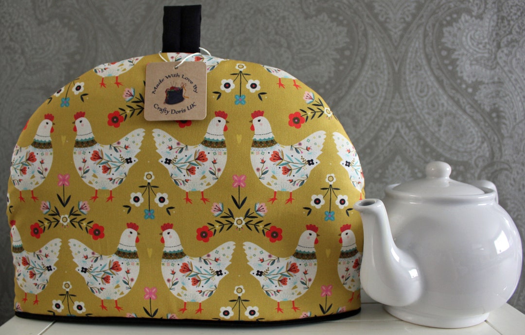 Insulated Tea Cosy: Chicken & Flower Design, Cotton Tea Warmer - Etsy