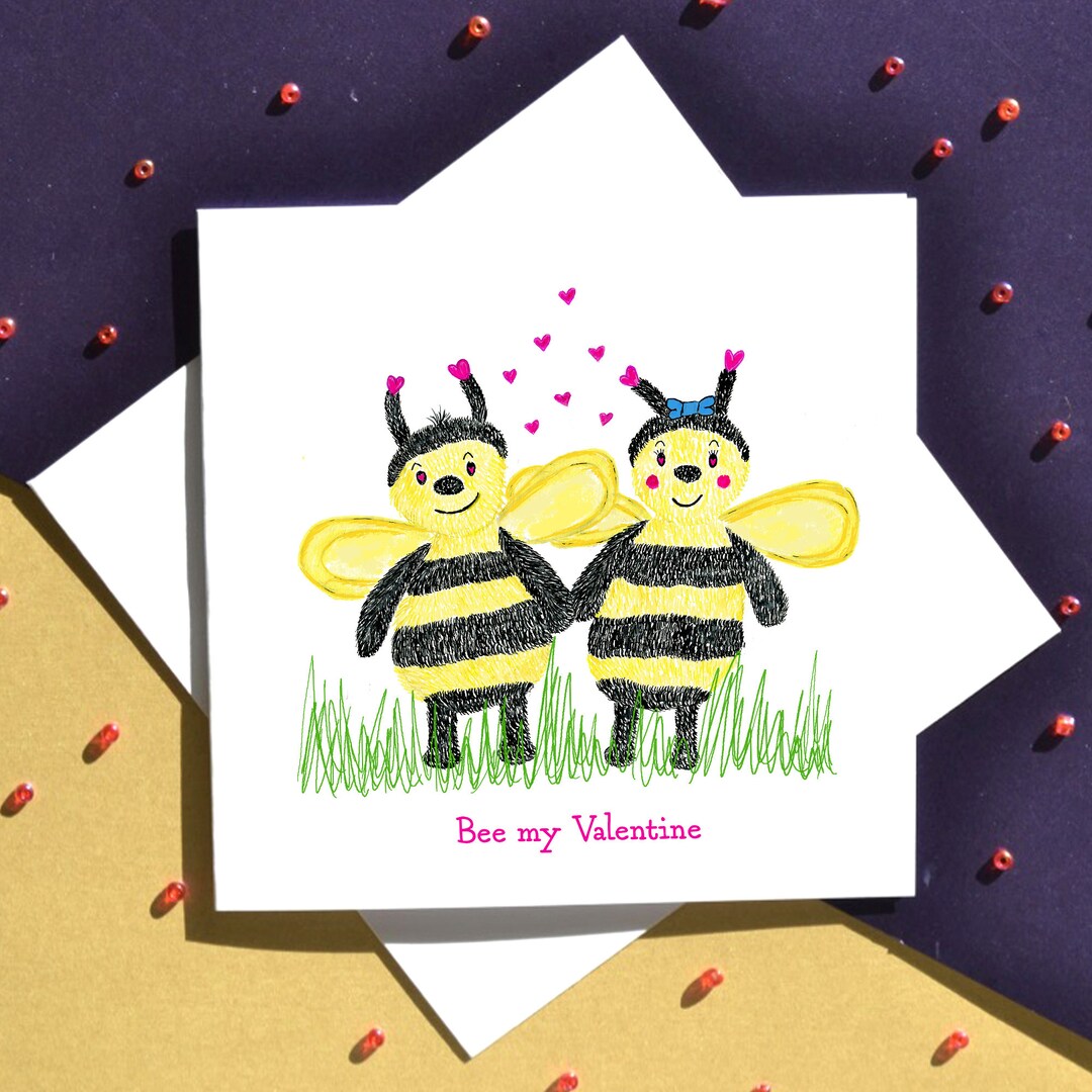 Bee My Valentine Card - Etsy