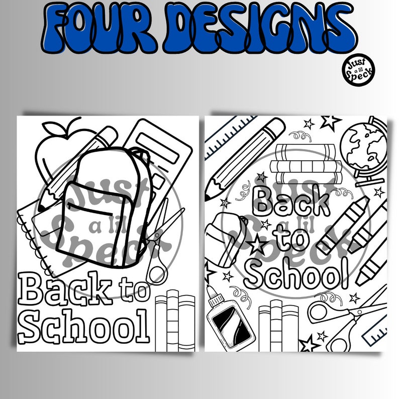 Back to School Printable Coloring Pages 4 Pack First Day - Etsy