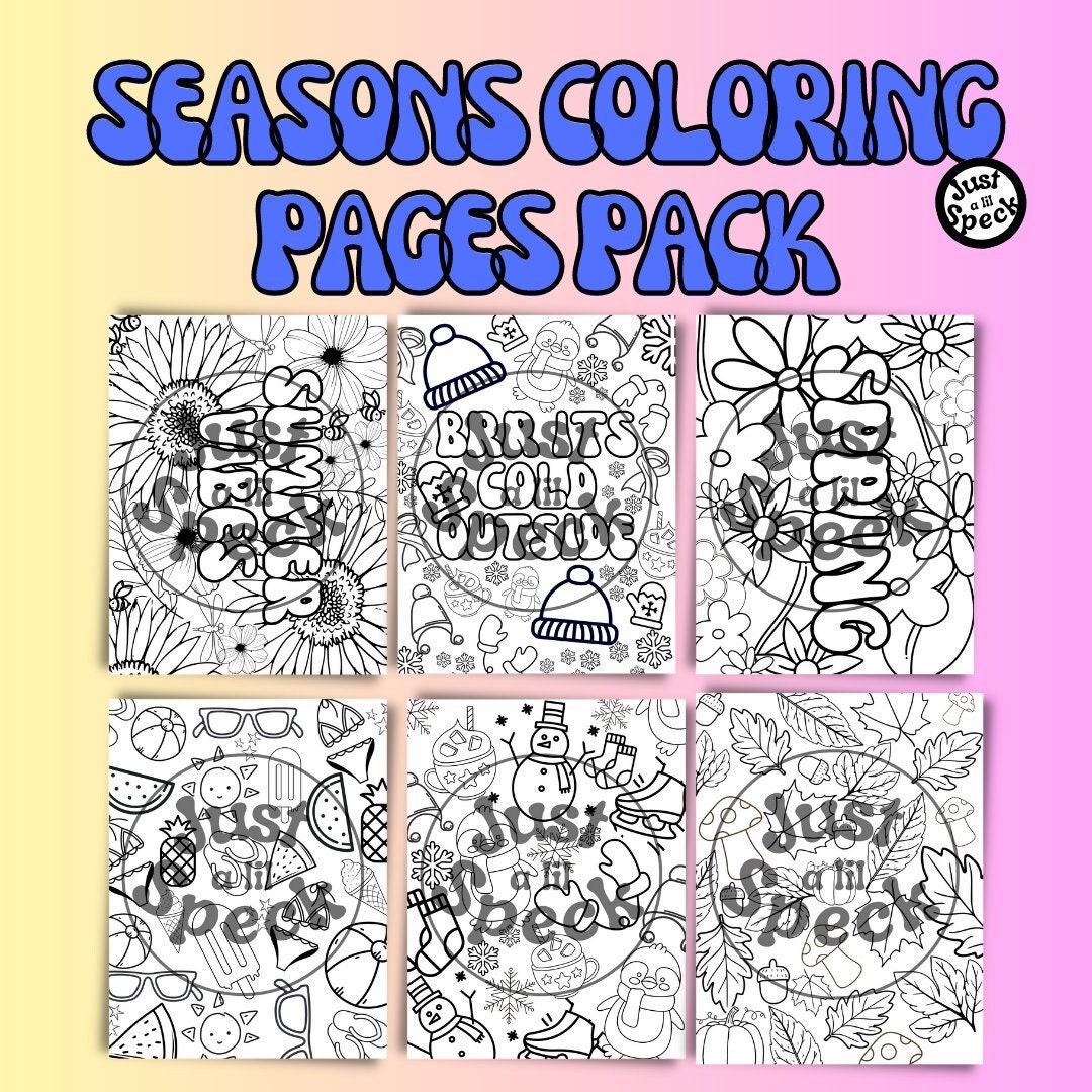 Seasons Coloring Pages Pack Summer Winter Spring Fall Digital Download ...
