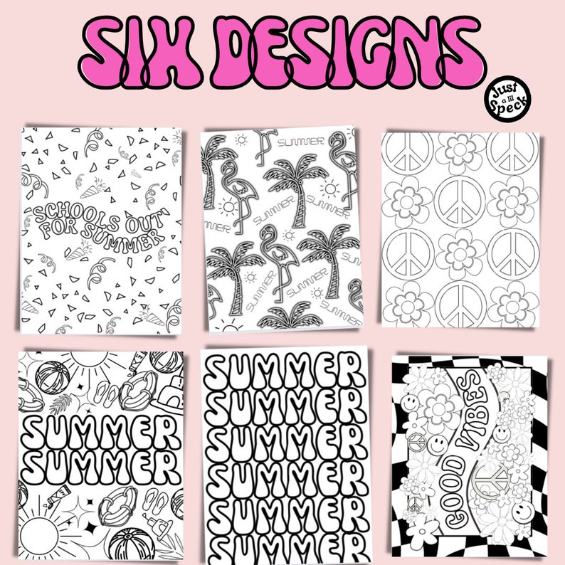 Retro Summer Coloring Page Schools Out Activity Bundle Pack 6 Pages ...