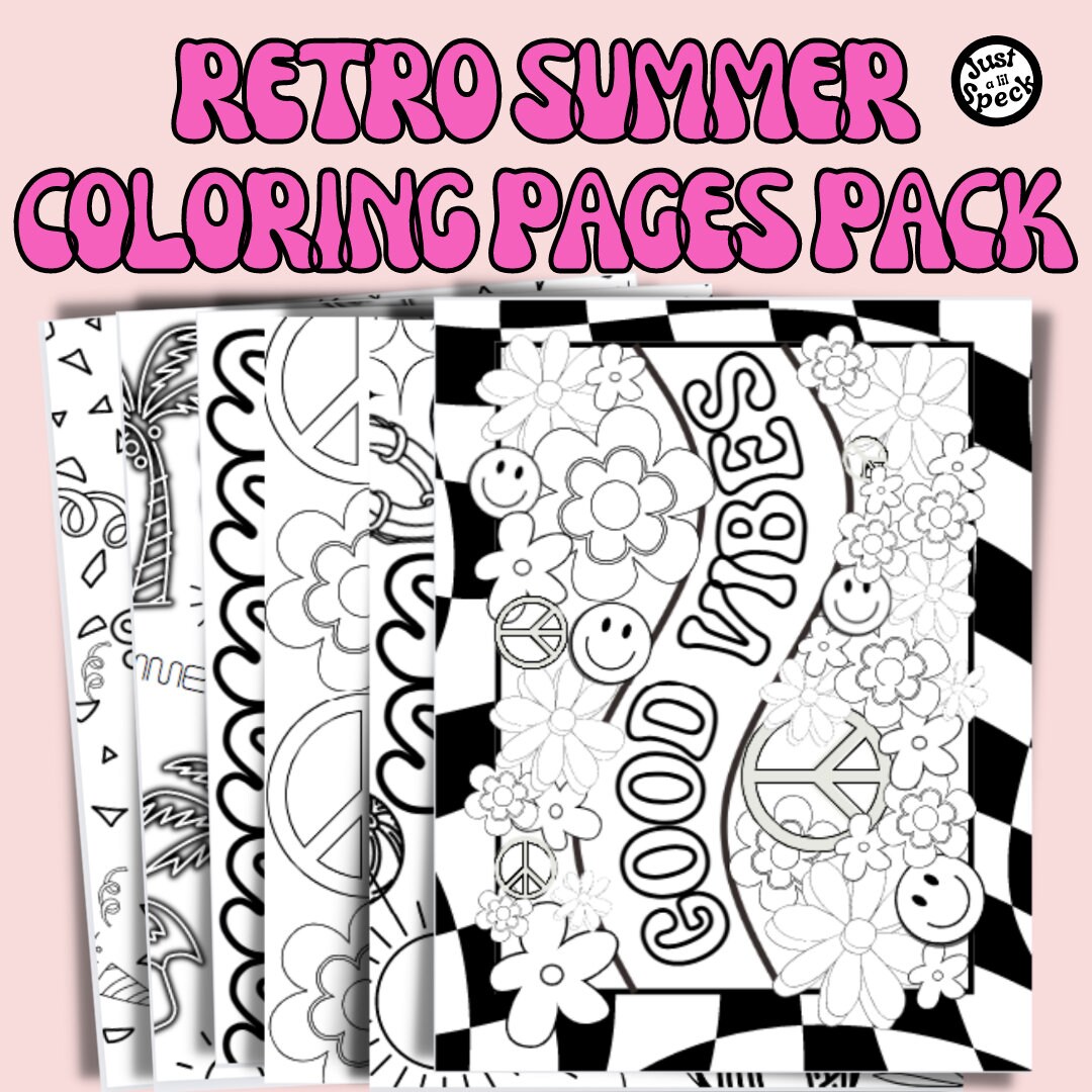 Retro Summer Coloring Page Schools Out Activity Bundle Pack 6 Pages ...