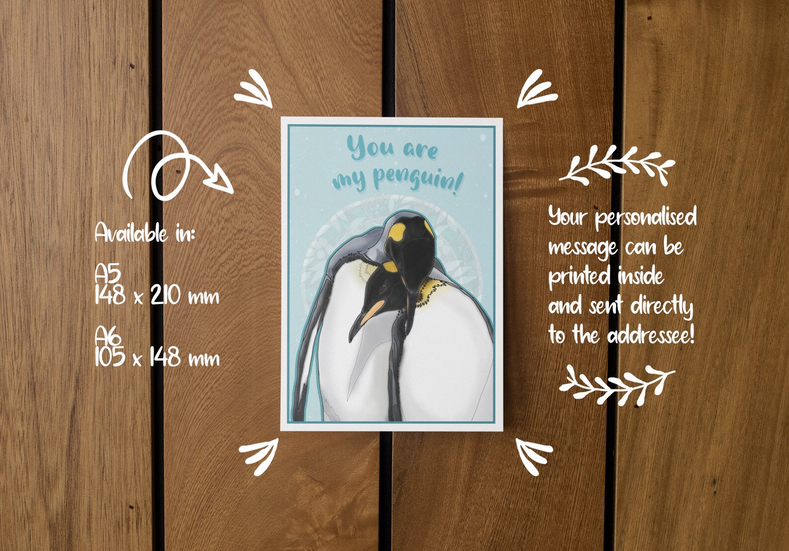 1x Penguins Greeting Card Personalised Annivarsary Card | Etsy
