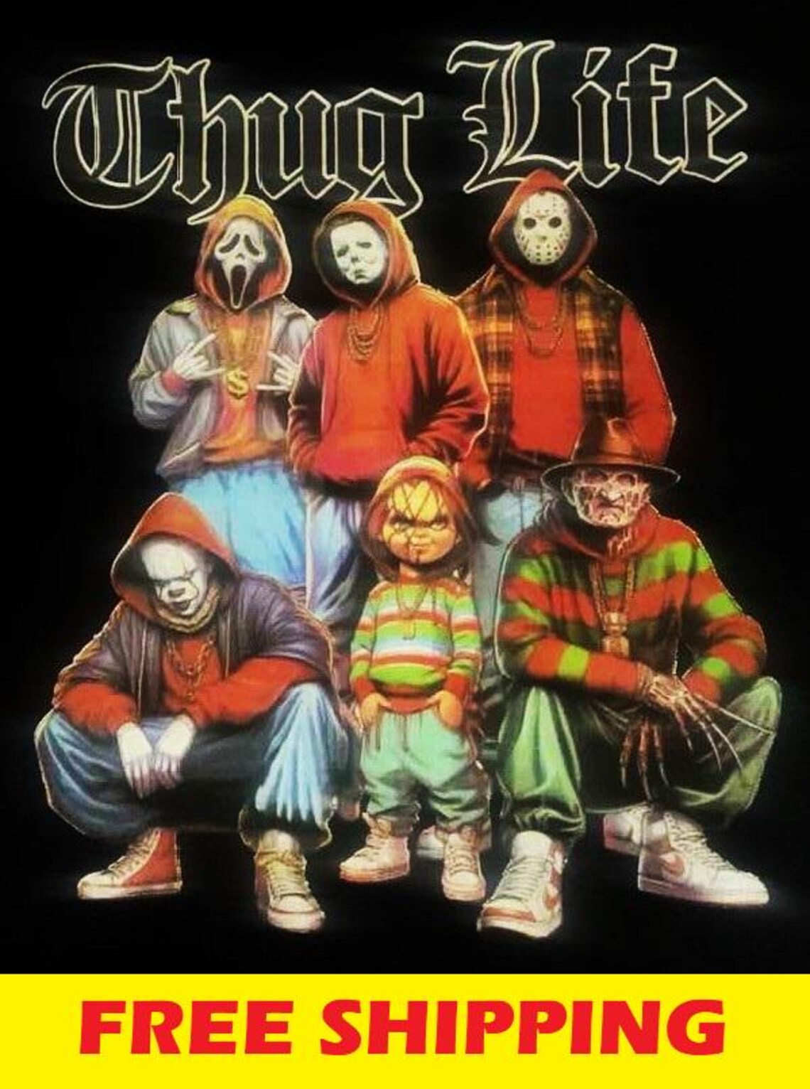 HORROR T-shirt-thug Life-jason-mike Myers-freddy-chucky-etc. - Etsy