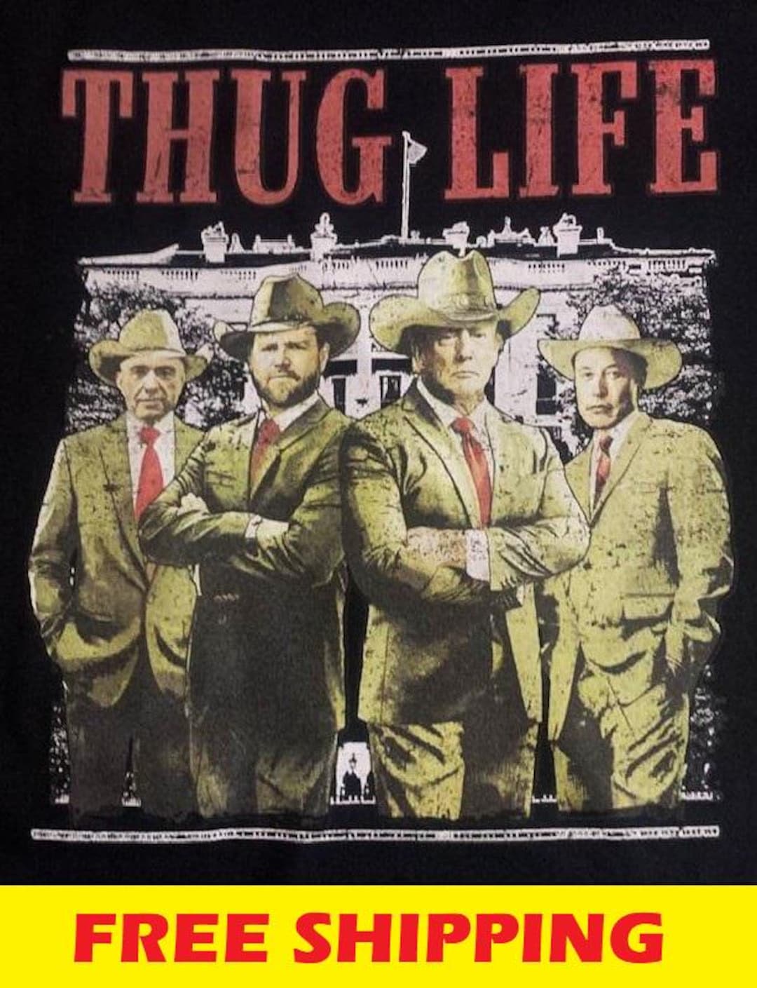 T-shirt-thug Life-trump-vance-elon Musk-rfk - Etsy