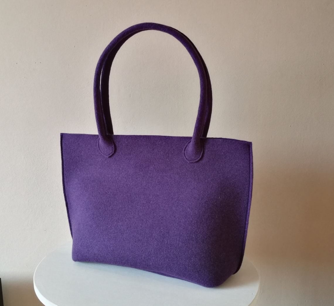 Casual Elegant Violet Bag Felt Bag Wool Bag Hand Bag - Etsy