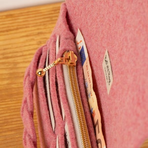 Felt Wallet Woman in Pink Felt With Braid, Wool Clutch Purse - Etsy