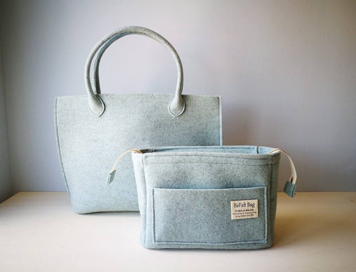 Elegant Casual Light Blue Bag, Felt Bag, Wool Bag, Hand Bag, Italian ...