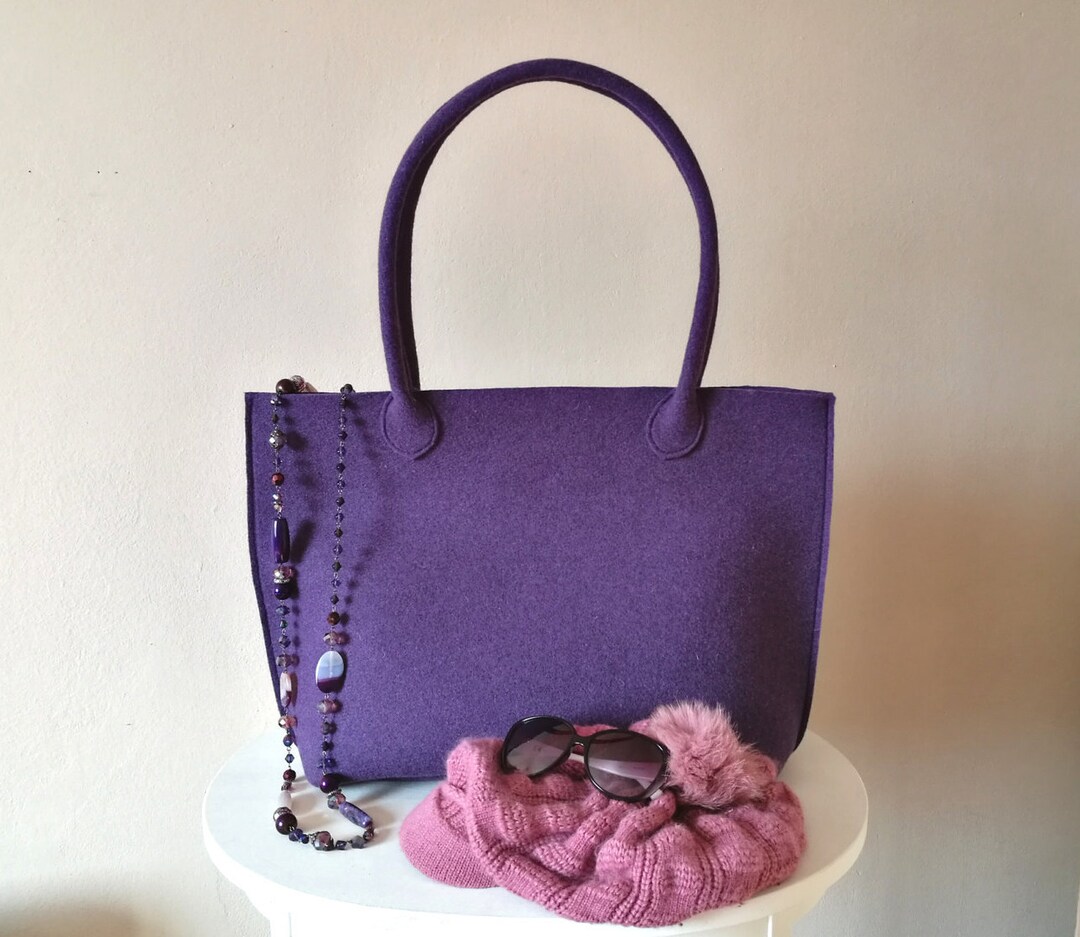 Casual Elegant Violet Bag Felt Bag Wool Bag Hand Bag - Etsy