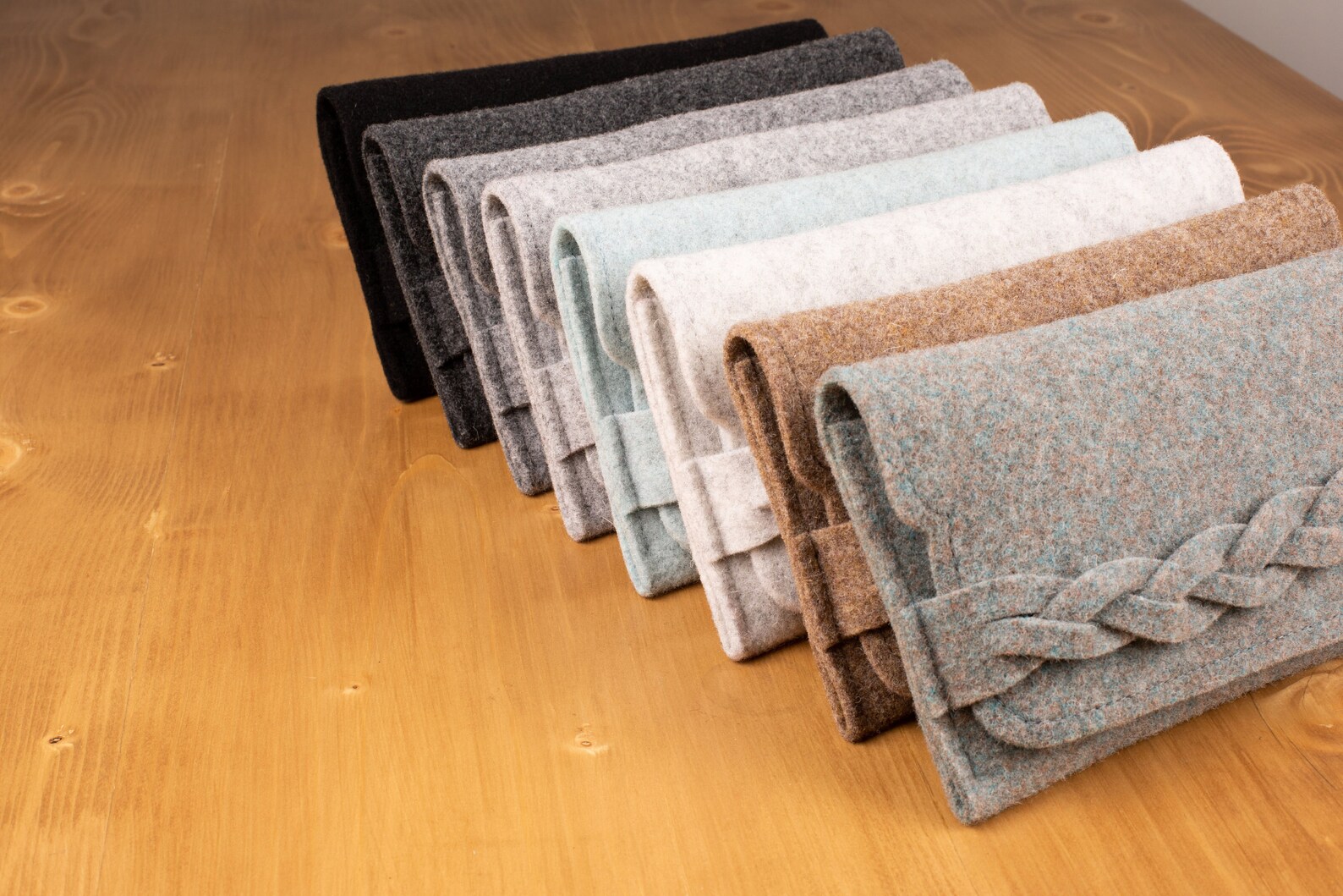 Felt Wallet Woman in Grey Felt With Braid Wool Clutch Purse - Etsy