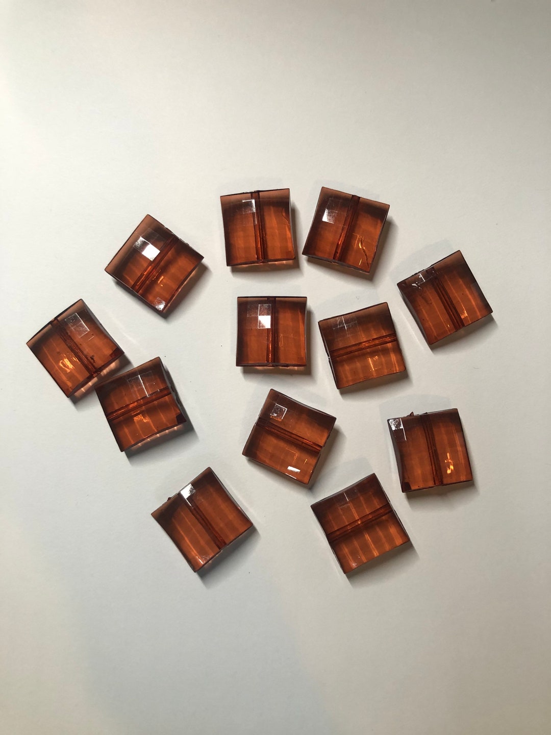Faceted Amber Colored Plastic Beads. 22 Count, 3/4” Square, 19mm - Etsy