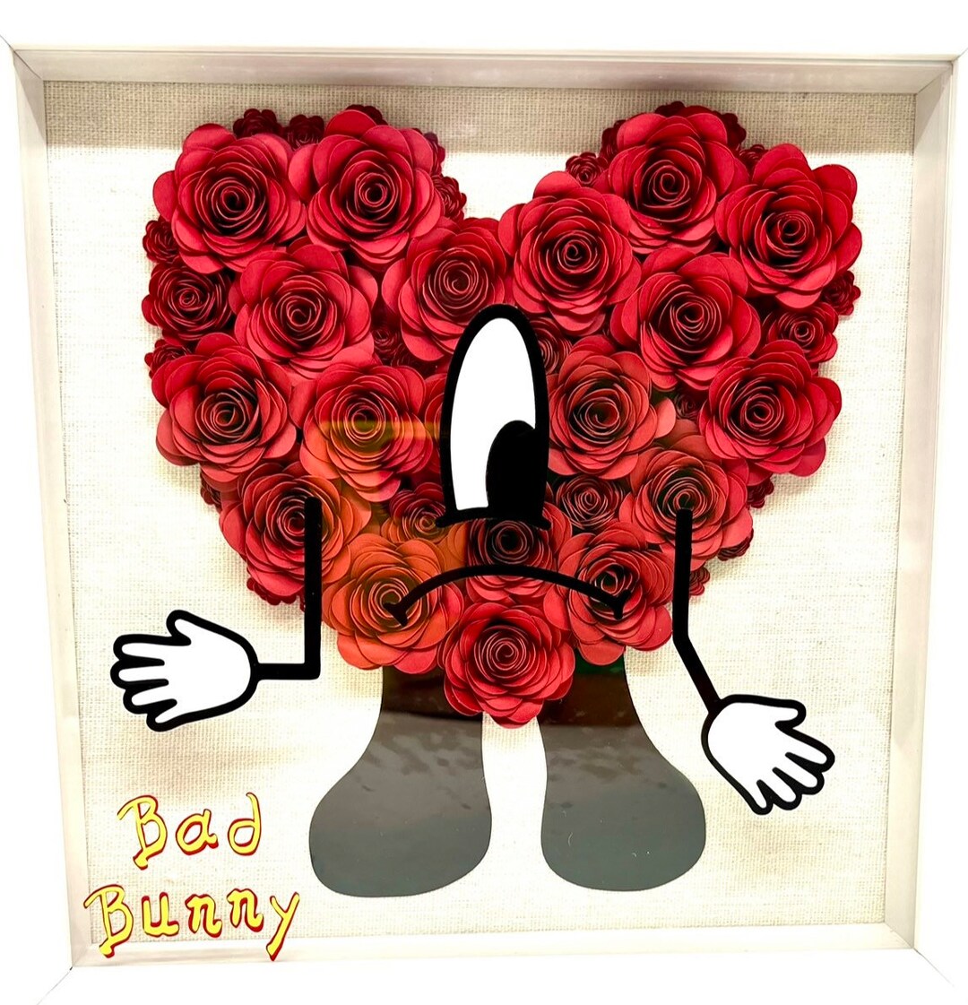 Bad Bunny | Hand Rolled Flowers | Wood Frame. - Etsy