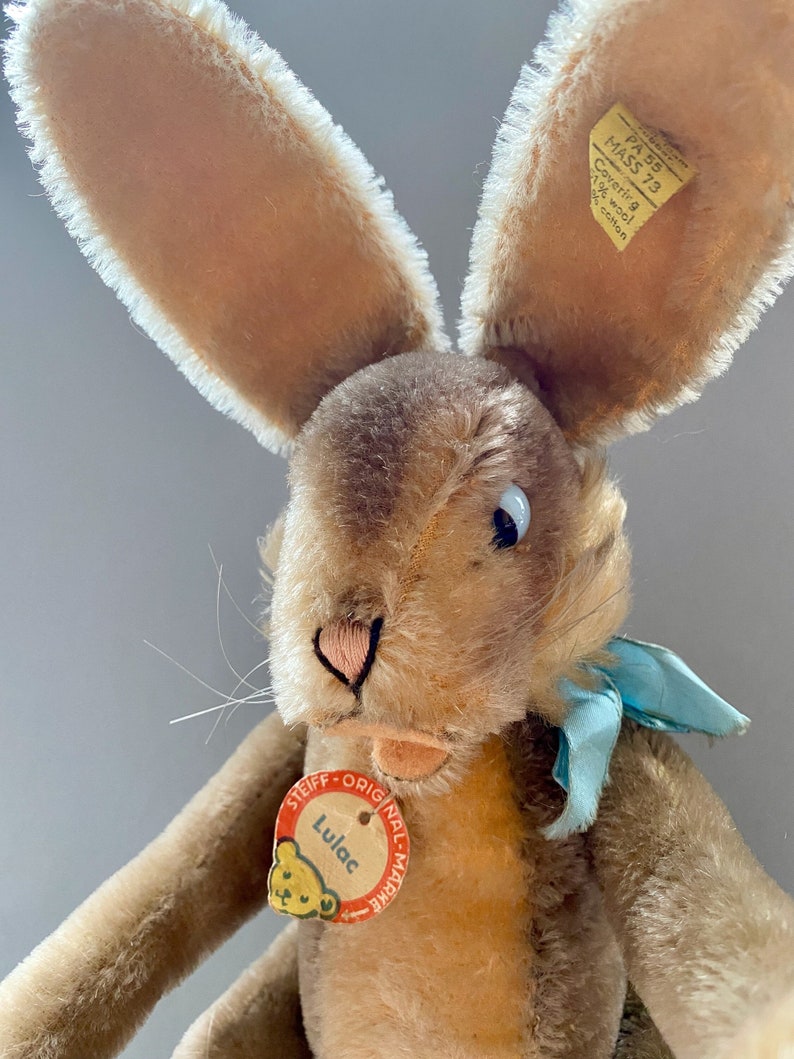 23/09 STEIFF LULAC RABBIT, Button in Ear, Mohair Rabbit, Original Tab ...