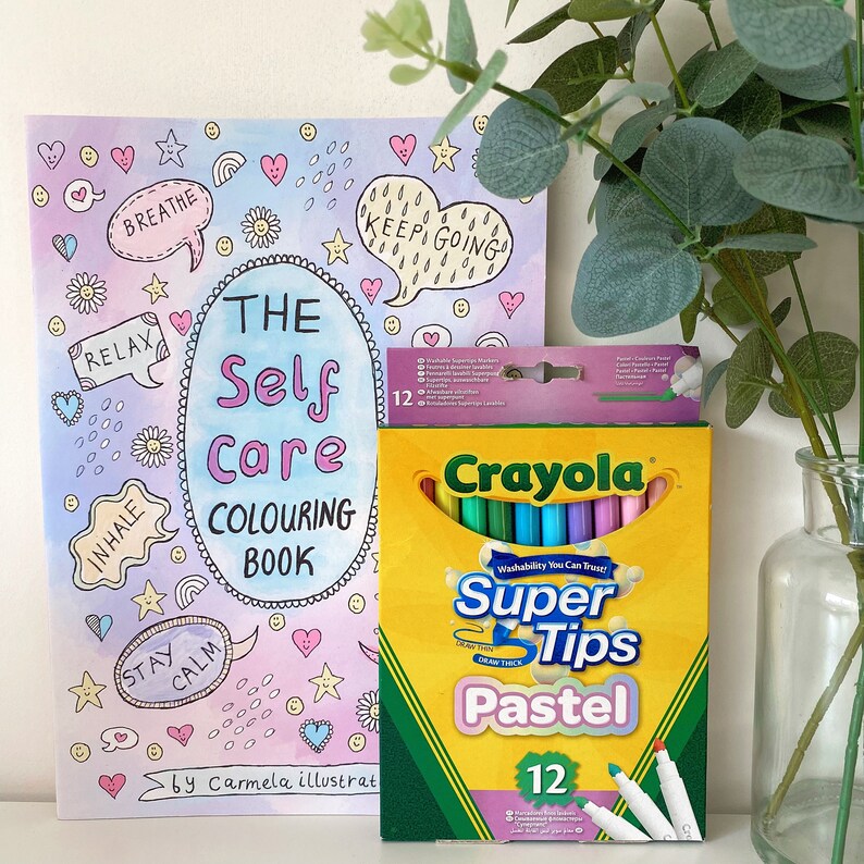 Self Care Colouring Book, Positive Colouring Book, Adult Colouring Book ...