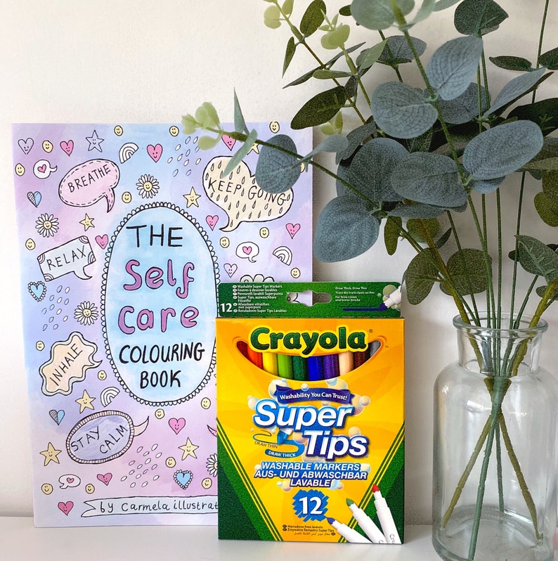 Self Care Colouring Book, Positive Colouring Book, Adult Colouring Book ...