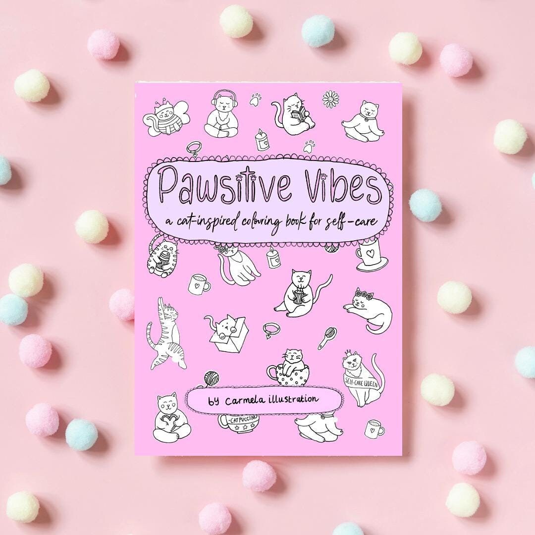 Pawsitive Vibes Colouring Book, Positivity, Adult Colouring, Cat Lovers ...