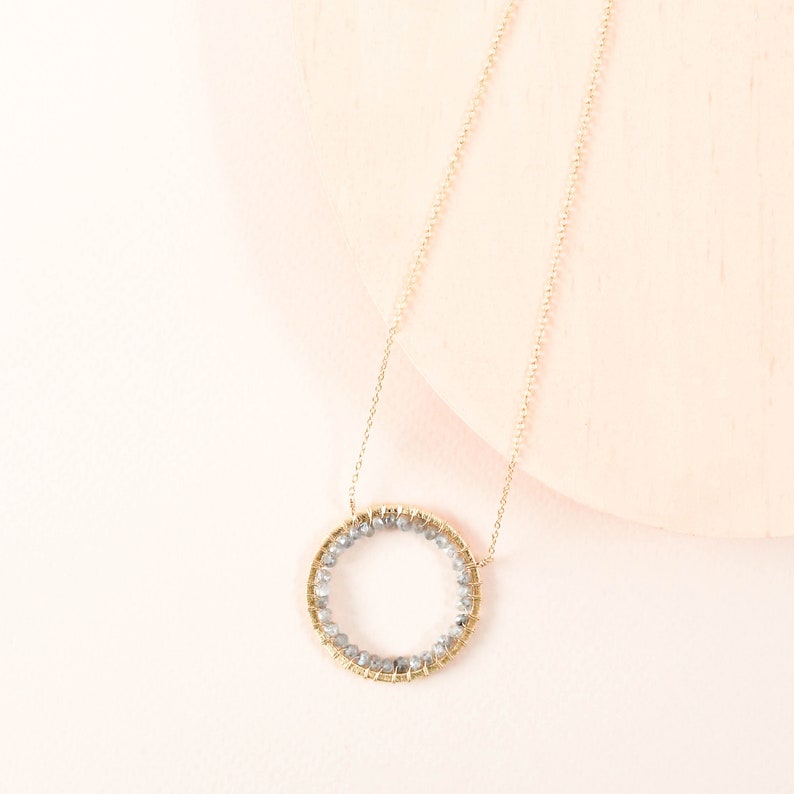 Bridesmaid Gift Gemstone Circle Necklaces for Women - Etsy
