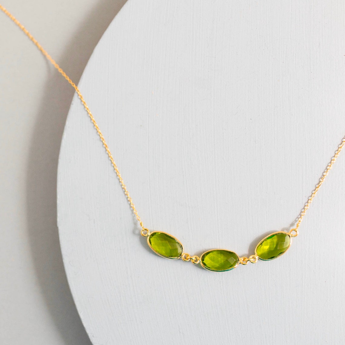 Peridot Quartz Gold Necklace for Women Peridot Minimalist | Etsy