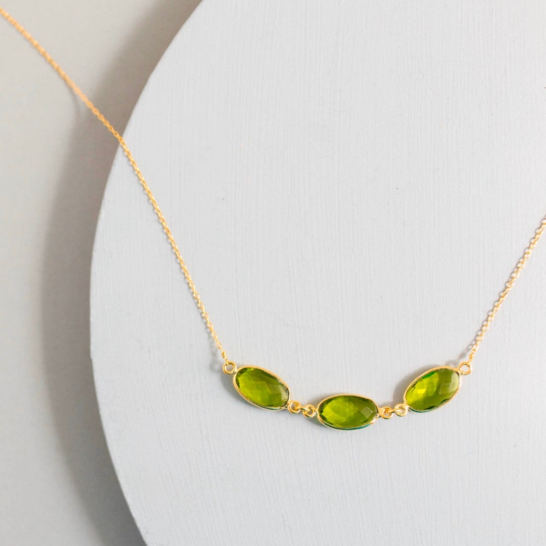 Peridot Quartz Gold Necklace for Women Peridot Minimalist | Etsy