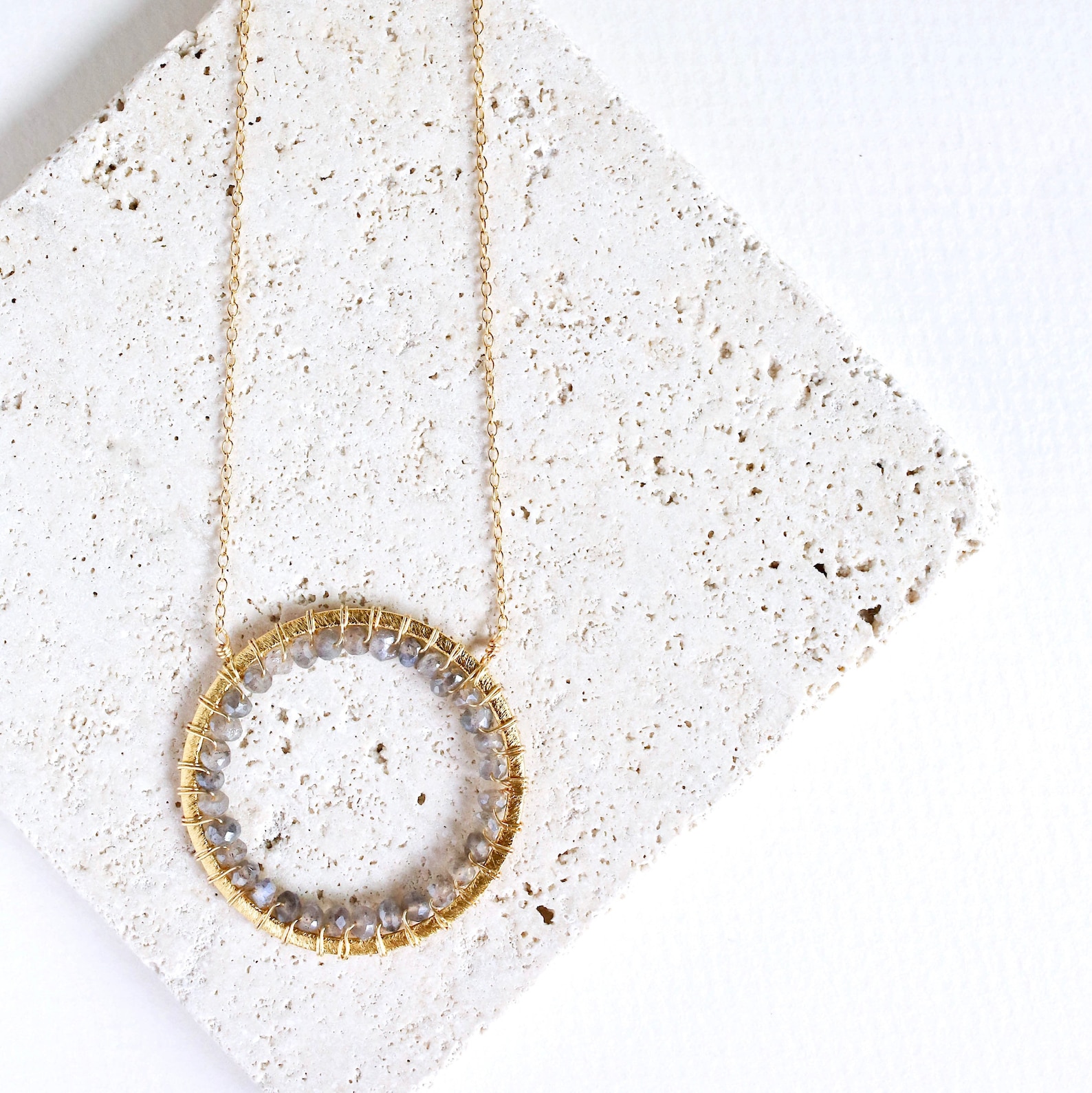 Bridesmaid Gift Gemstone Circle Necklaces for Women - Etsy