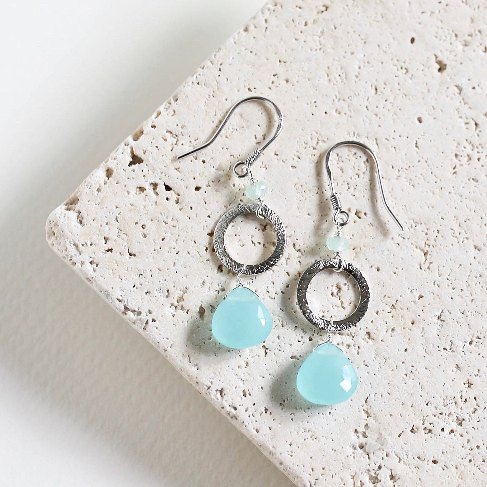 Small Gemstone Earrings Bridesmaid Gift for Her Blue - Etsy