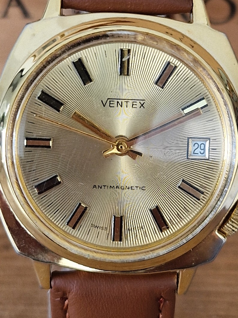 Ventex Beautiful Gold Plated Swiss Hand-winding Mens Wristwatch - Etsy