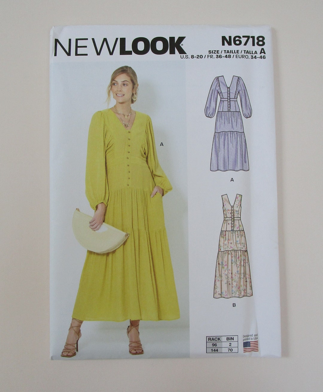 Dress Pattern UNCUT, Size 8-20 Maxi Dress Sewing Pattern New Look N6718 ...