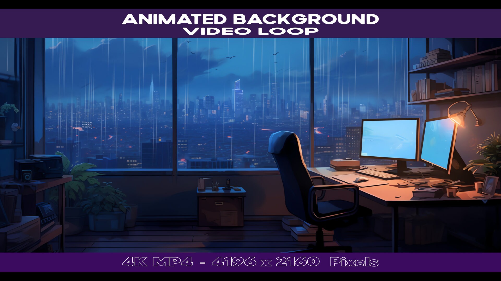 Computer Office Animated Background Lofi Animation - Etsy