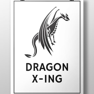 Black and White Dragon Crossing Sign~dragon Warning Poster~renaissance ...