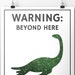 Monster Warning Sign~green Glitter Nessie Poster~beyond Here Geeky Wall ...