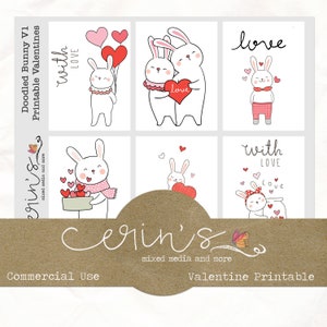 Printable Bunny Valentine Cards~rabbit Classroom Valentines~animal Love ...