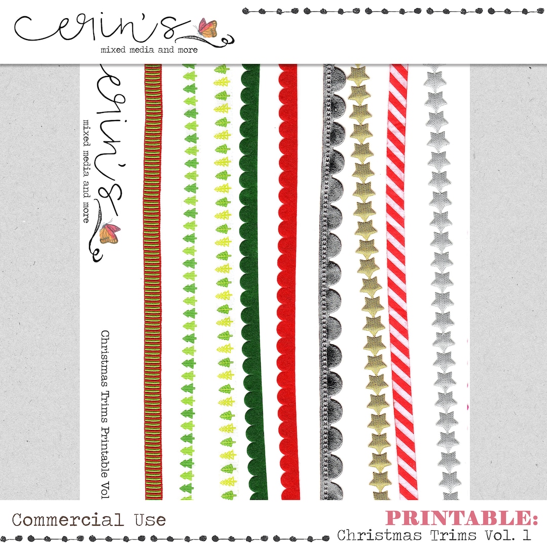 Christmas Trims Collage Sheet Printable~junk Journal Trim Elements ...