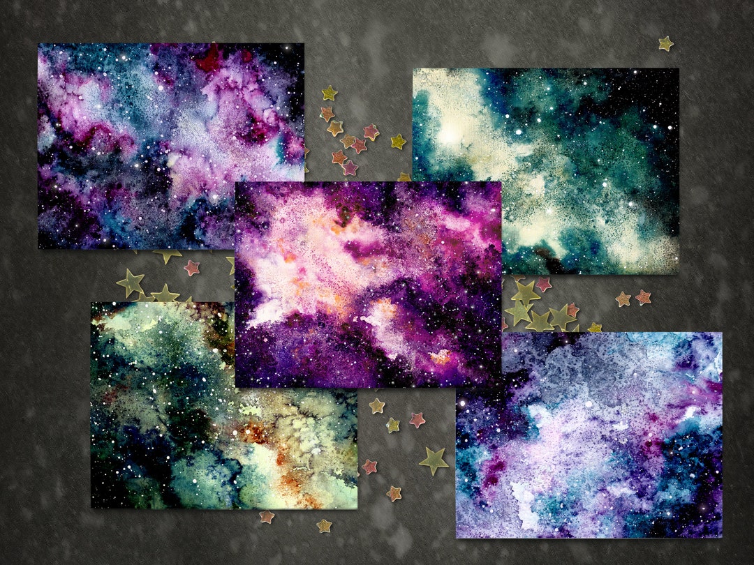 Galaxy Mixed Set Watercolor Notecards~painted Night Sky Scenery Cards ...