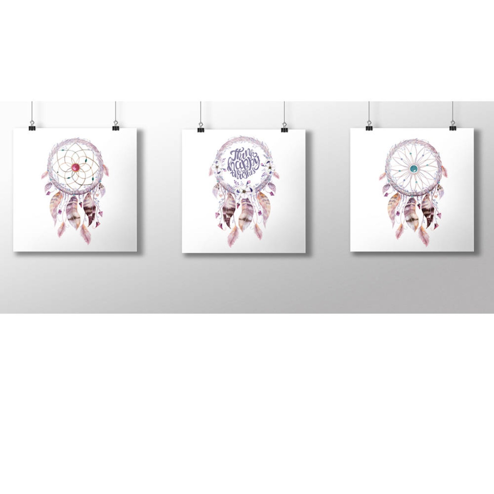 Set of Three Dream Catcher Postersboho Wall Artboho Stylebohemian ...