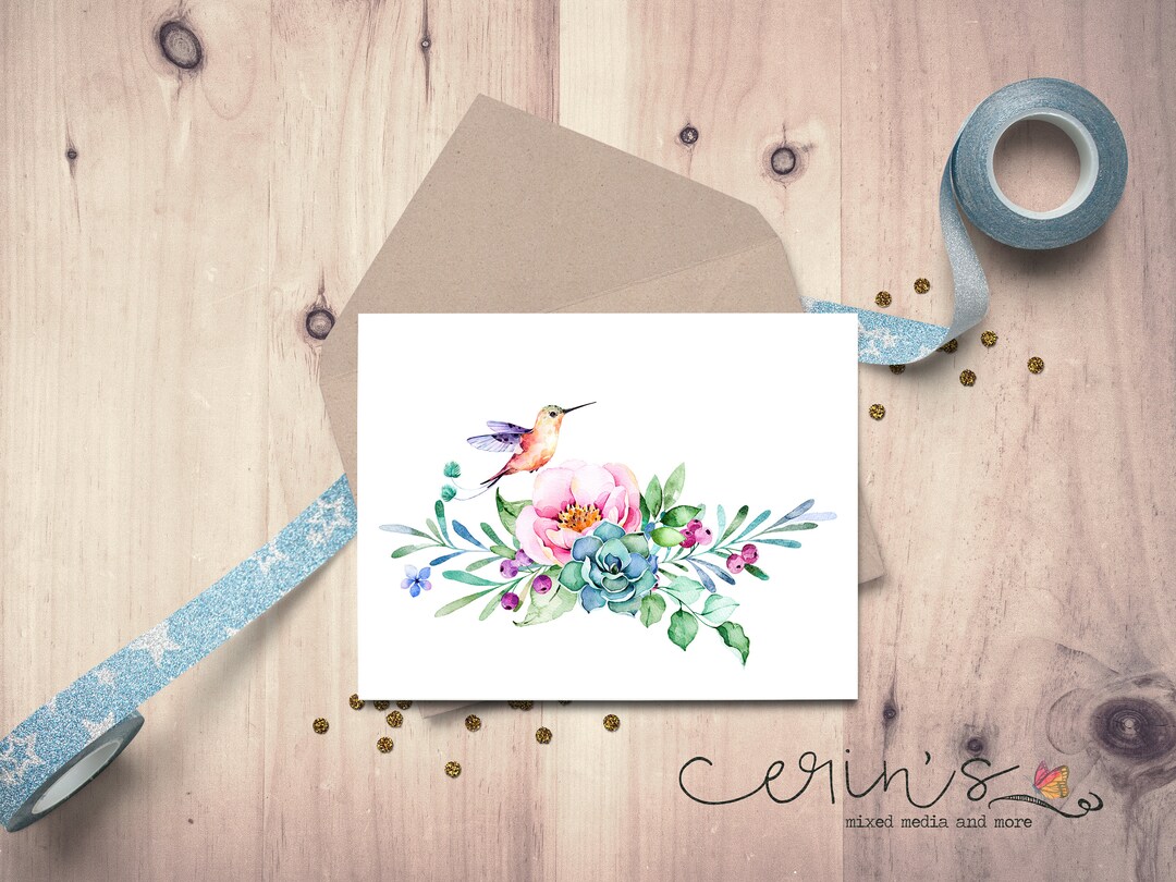 Watercolor Hummingbird Note Cards~ Recycled Botanical Stationery~bird ...