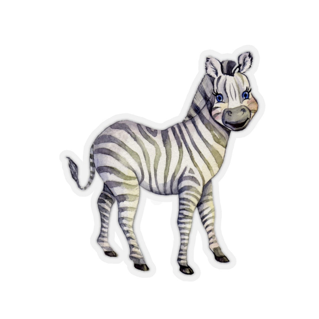 Zebra Watercolor Kiss-cut Stickers~baby Zebra Decal~zebra Laptop Decal ...