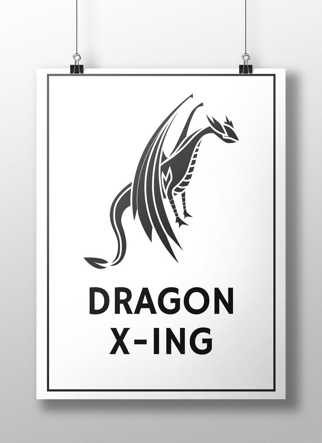 Black and White Dragon Crossing Sign~dragon Warning Poster~renaissance ...