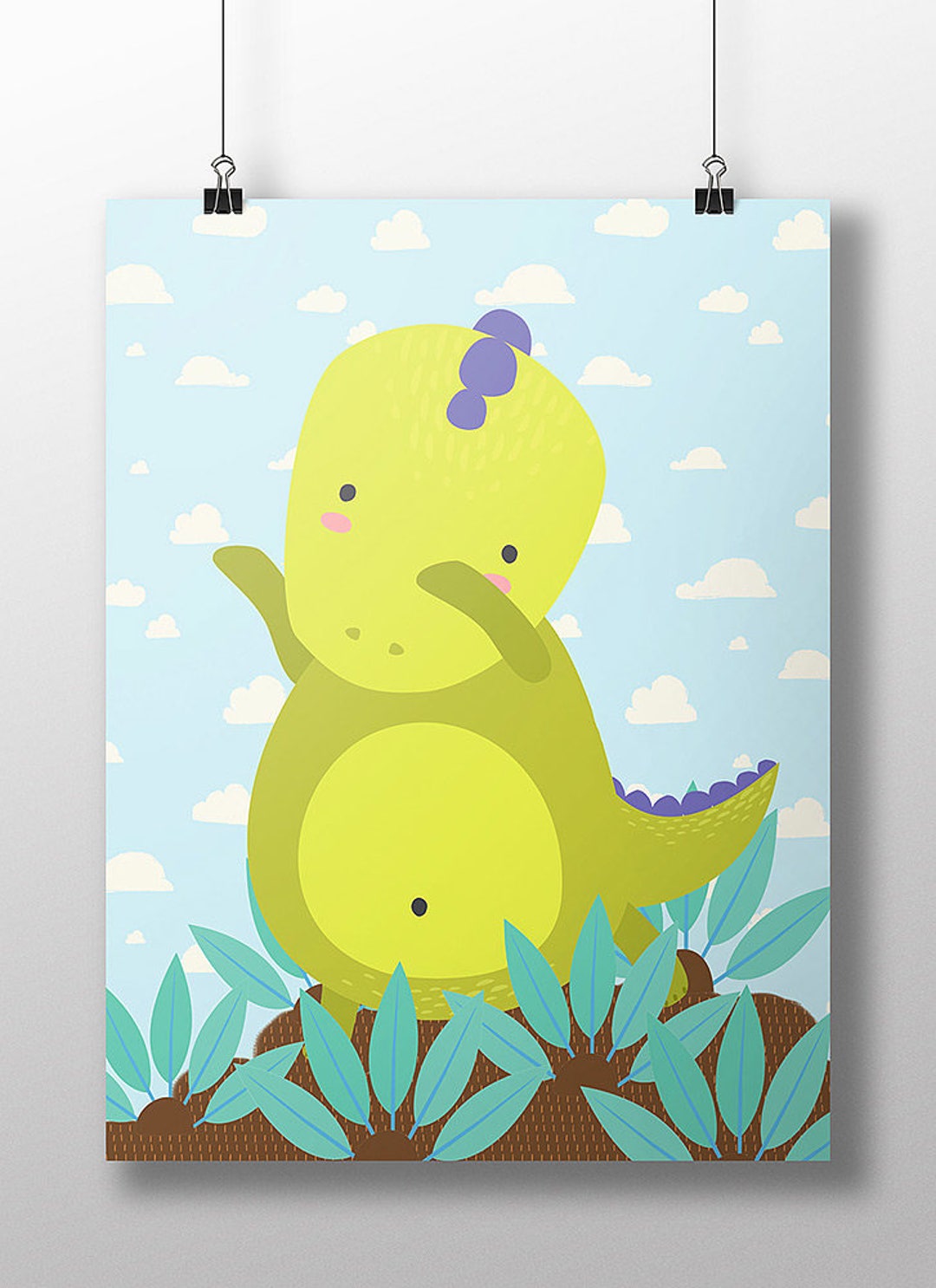 Cute Green Dinosaur Artchildren's Room Decordancing Dinosaur ...