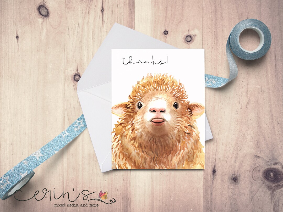 Cheeky Sheep Thank You Cards~watercolor Sheep Note Cards~funny Painted Sheep Thank You Card - Etsy