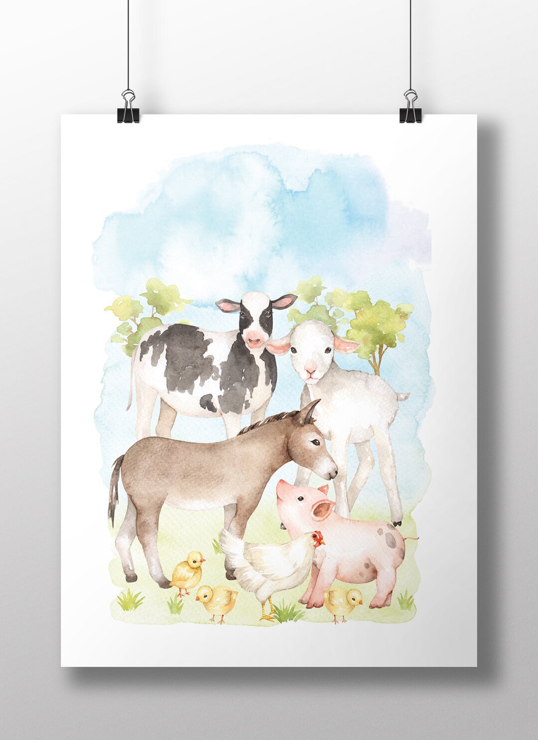Watercolor Baby Farm Animals Printfarmhouse Nursery Art Printsfarmyard ...