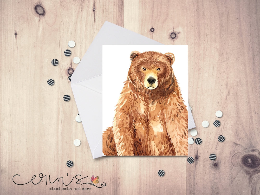 Watercolor Grumpy Bear Notecards, Woodland Wildlife Recycled Card Set ...