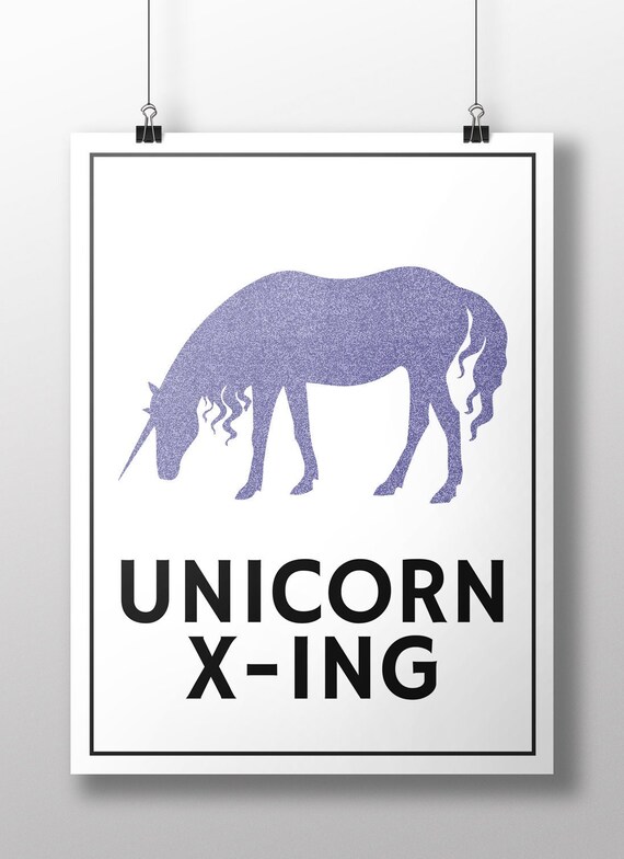 Glitter Unicorn Crossing Warning Signunicorn X-ing | Etsy
