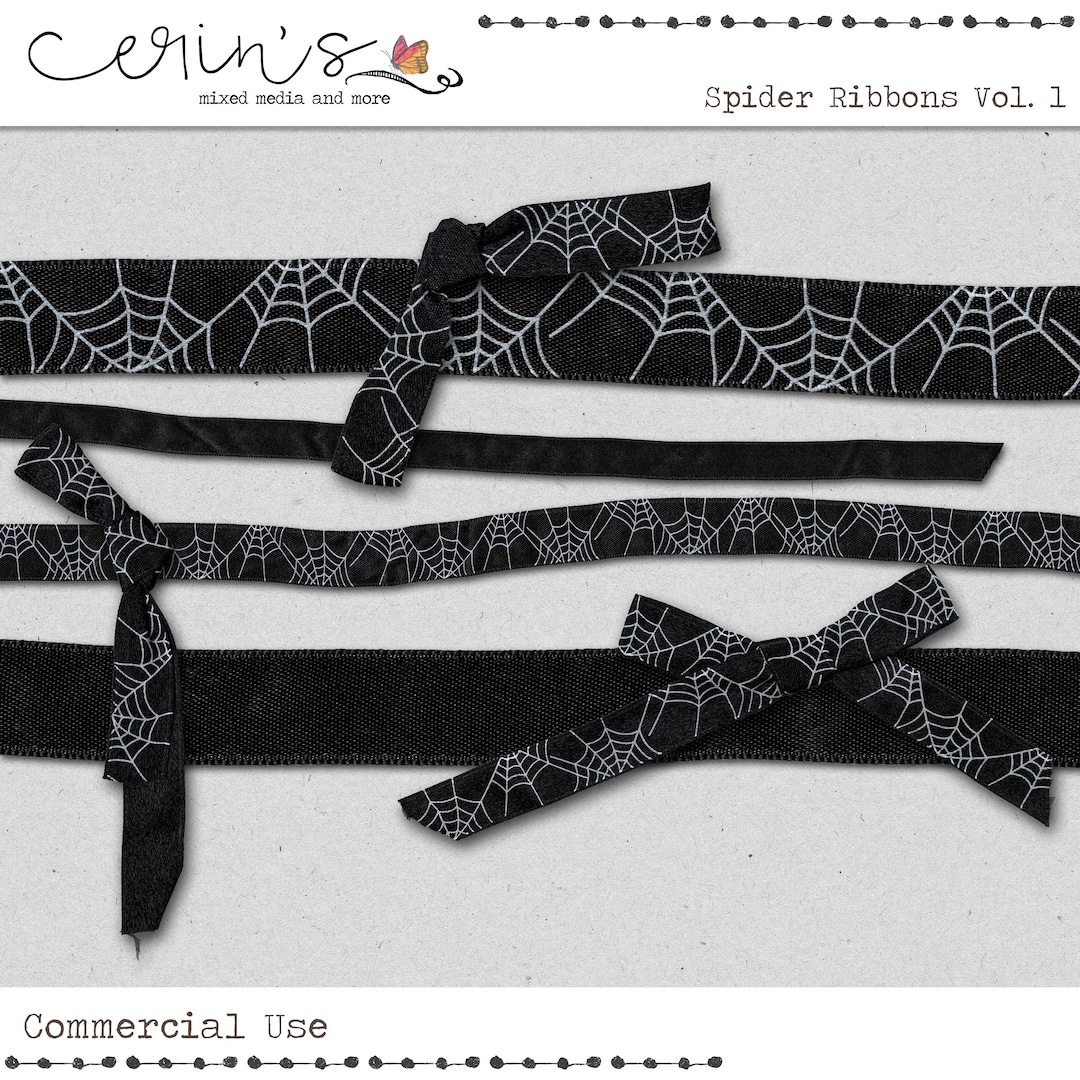 Spider Ribbons Vol. 1~digital Halloween Spider Web Trims in Black and ...