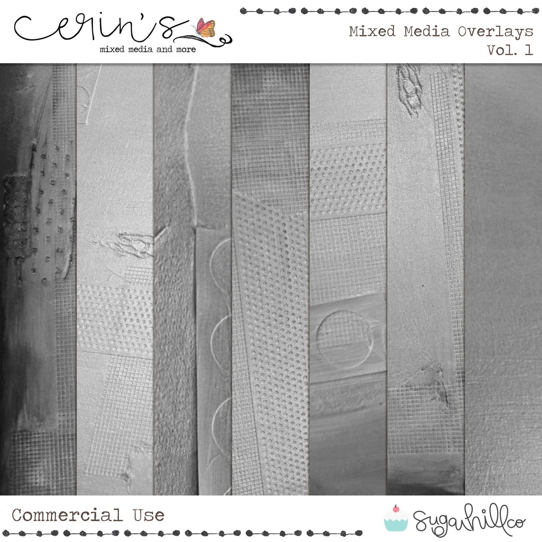 Mixed Media Overlays Vol.1~commercial Use Digital Textures~high Quality ...