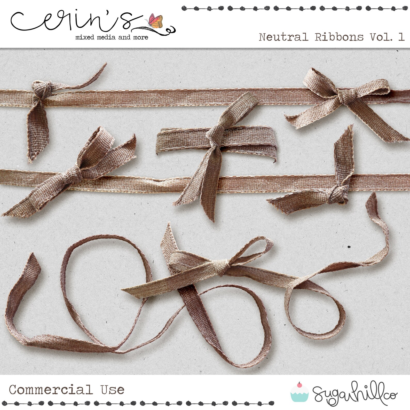 Neutral Ribbons Vol.1digital Ribbon Packdigital Scrapbooking - Etsy