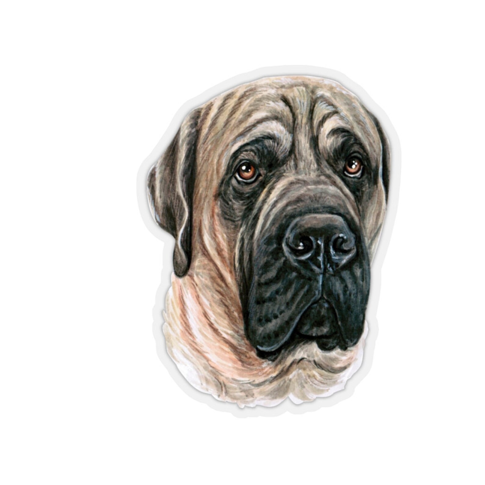 English Mastiff Sticker~hand Drawn Dogs Kiss-cut Decal~pretty Pet ...