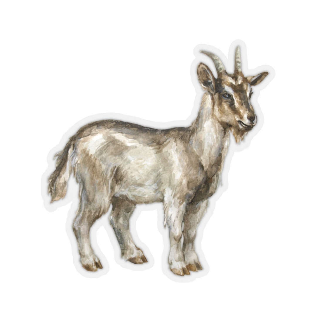 Goat Sticker~watercolor Kiss-cut Goat Laptop Decal~clear Back Sticker ...
